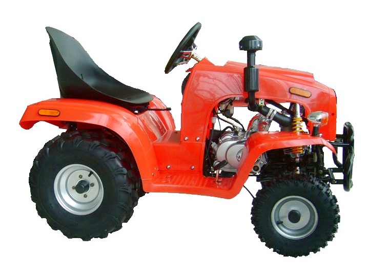 Mini-Traktor rot mit 110ccm 4-Taktmotor mit 4-Ganggetriebe und Anhänger ...