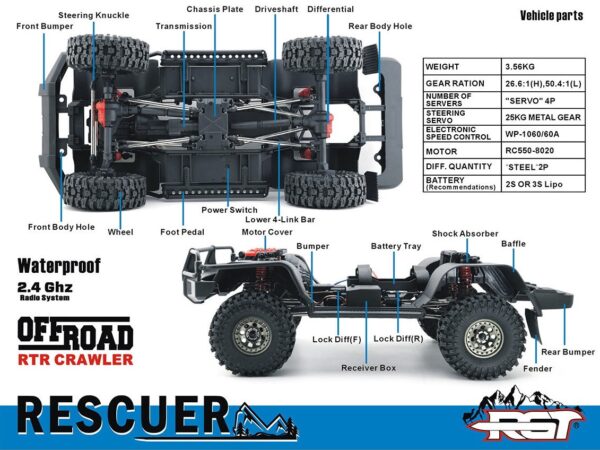 RGT-Racing Off-Road Truck Rescuer – weiss – 1:10 – 4WD – im A-RTR-Set ...
